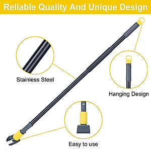 KeFanta Metal Mop Handle Commercial Heavy Duty,58" Industrial Mop Stick with Jaw Clamp,Wet Gripper Mop Head Replacement Holder for Floor Cleaning