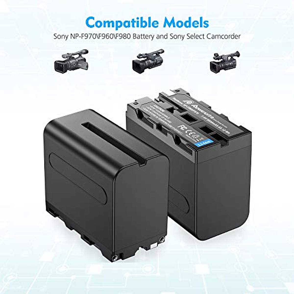 Powerextra 4 Pack Batteries and 4-Channel Charger for Sony NP-F970, NP-F960, NP-F950, NP-F930, NP-F770, NP-F750, NP-F570, NP-F550