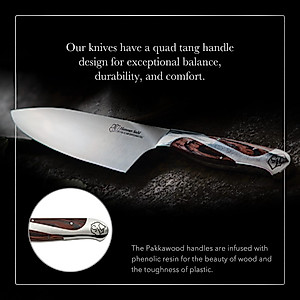 Hammer Stahl 8-Inch High Carbon Chef Knife | Versatile Cooking Knife for Chopping, Slicing & Precision Cutting | German Forged Sharp Kitchen Knife | Ergonomic Quad-Tang Pakkawood Handle & Gift Box