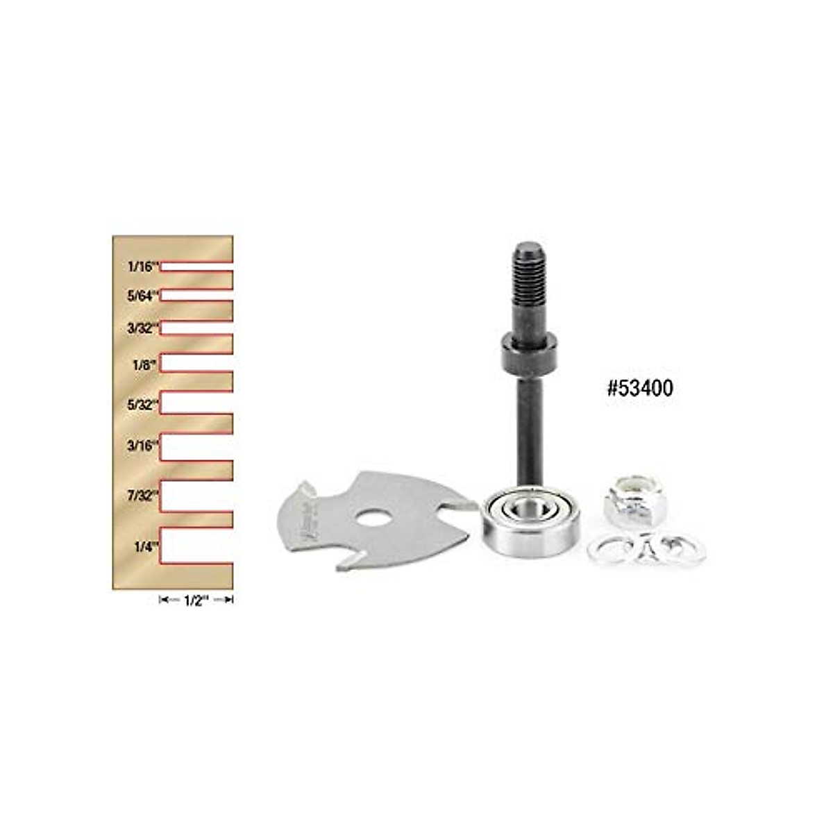 Amana Tool - (53404) Slotting Cutter Assembly 3 Wing x 1-7/8 Dia x 3/32 x 1/4 Inch Shank
