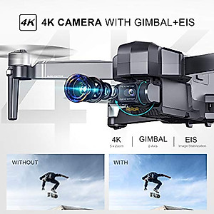 2-Axis Gimbal GPS EIS Drones with Camera for Adults 4K, Long Range Transmission, Auto Return Home Follow Me, DEERC Quadcopter with 2 Modular Batteries 52 Mins, Level 5 Wind Resistance, Brushless Motor