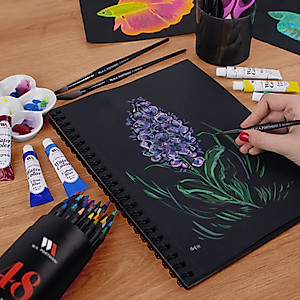 WA Portman Black Paper Sketchbook - A4 (8.3" x 11.7") Black Drawing Paper - 60 Pages (30 Sheets) Journal - Sketchbook Notebook for Gel Pens