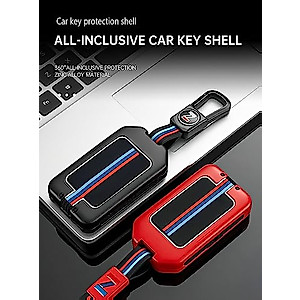 YINEOR for Volvo Key Fob Cover Metal Car Key Case Keychain Smart Key Fob Holder fob Protector Compatiblefor XC40 XC60 XC90 S60 S90 V60 V90 (Black)