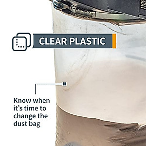 POWERTEC 70009 Clear Plastic Dust Collection Bag, 19-1/2 Inch Dia x 33-Inch, 5-Pack Dust Collector Bags for machine with 19”Filter Drum–5 Pack