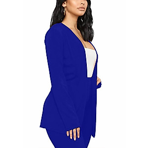 Womens Plus Size 2 Piece Blazer Set Casual Long Sleeve Business Blazer and Pant Suits Office Outfits Navy