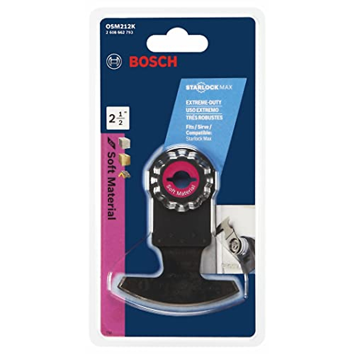 BOSCH OSM212K 2-1/2 In. StarlockMax Oscillating Multi Tool Soft Materials High-Carbon Steel Knife Segmented Blade for Extreme-Duty Applications Removing Sealants, Cutting Carpet, Cardboard, Shingles