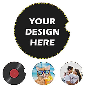 Custom Car Coasters for Cup Holder Personalized Add Your Design Photo Logo Text Cork Base Car Coasters for Drink Decorative Cup Coasters for Car (2PCS)