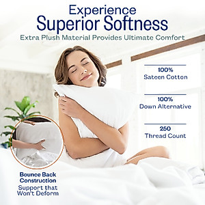 Sleep Restoration Gel Pillow - (2 Pack Queen) Best Hotel Quality Comfortable and Plush Cooling Gel Fiber Filled Pillow