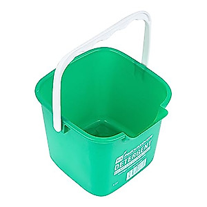 Restaurantware RW Clean 3 Quart Cleaning Bucket 1 Detergent Square Bucket - with Measurements Built-in Spout and Handle Green Plastic Utility Bucket for Home Or Commercial Use (Pack of 2)