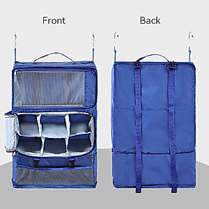 Surblue Hanging Travel Shelves Compression Packing Cube for Carry-on Luggage Suitcase Collapsible with Extension Layer Large Capacity, Blue, XXL