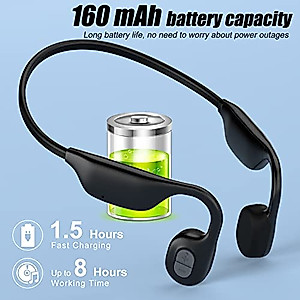 Tonfarb Bone Conduction Headphones Open Ear Wireless Bluetooth Headset with Mic Sweat Resistant Bone Conducting Earphones for Running Fitness Office Home Workouts Cycling (Black-Swimming)