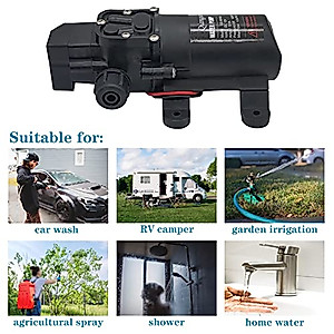 DC 12V Fresh Water Pump 60W Spray Pump, with Speed Switch Filter Pressure Switch 4.5L/min 1.2GPM 100PSI, Suitable for Car Wash/Sprayer/Garden Irrigation/Home Water Supply/Camper