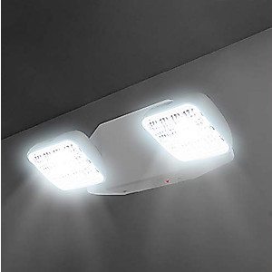 LFI Lights | Self Testing Emergency Light | White Housing | Two LED Adjustable Square Heads | Hardwired with Battery Backup | UL Listed | (2 Pack) | EL-2-W-ST