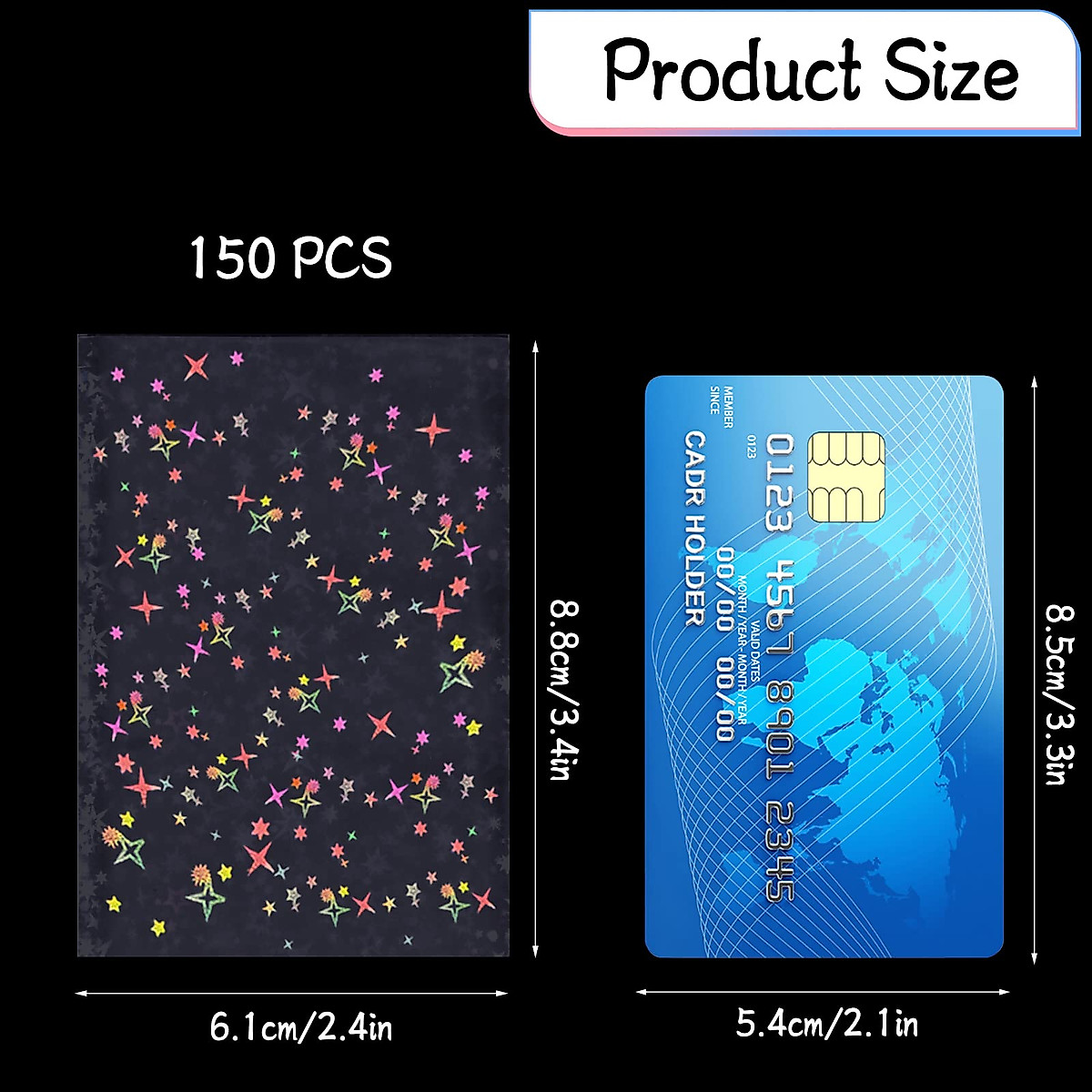 150 Pieces Little Star Laser Flashing Card Sleeves, Photocard Sleeves, Kpop photocard Sleeves, Foil Card Protective Sleeve 61x88mm