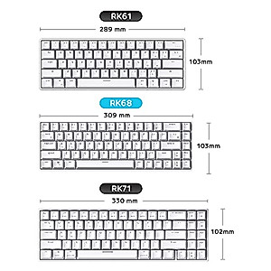 RK ROYAL KLUDGE RK68 Wireless Hot Swappable 65% Mechanical Keyboard, 68 Keys Compact BT5.0 Gaming Keyboard with Stand-Alone Arrow/Control Keys, Quiet Red Switch