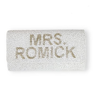 Personalized Custom Clutch Purse for Women, Beaded Clutch Crossbody Bag with Silver Chain Strap, Perfect for Wedding, Prom, Bridal Shower, Bachelorette Party, Engagement, & Honeymoon (Silver)