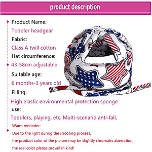 JUYIVIPToddler Baby Comfortable, Lightweight and Breathable Head Guard Head Protector Safety Helmet Children Headguard Infant Protective Harnesses Cap Machine Washable (Five Stars with White Stripes)