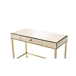 Acme Furniture Canine Writing Desk, Smoky Mirroed and Champagne Finish