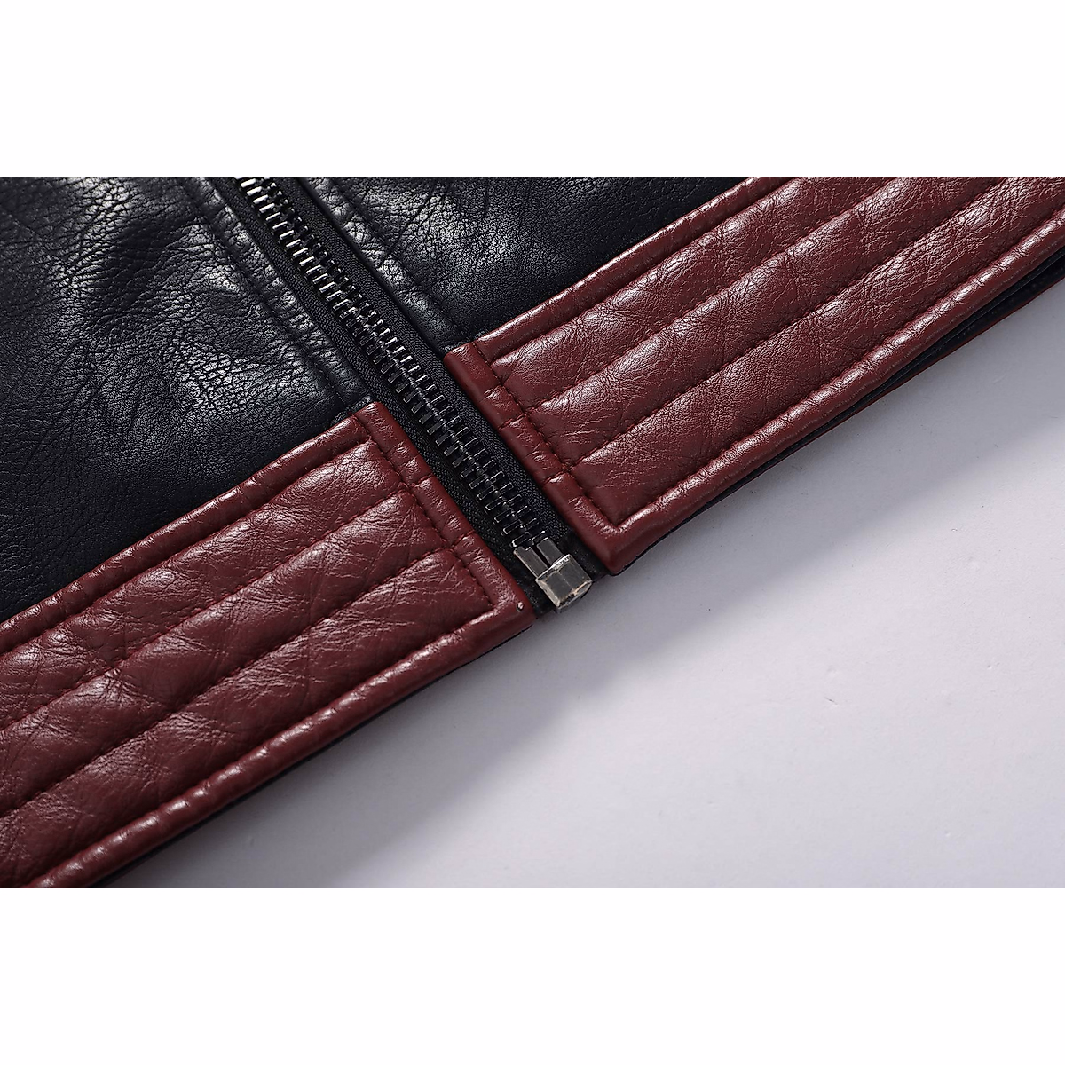 CBYEZY Stand-up collar men's motorcycle leather motorcycle racing suit color-blocking PU simulation leather jacket (Red, l)