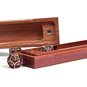 Poludie Wooden DND Dice Box, Dice Holder Case with Felt Lined Magnetic Lid for D&D Tabletop Game - Acacia (Nordic Palace Carving-Black)