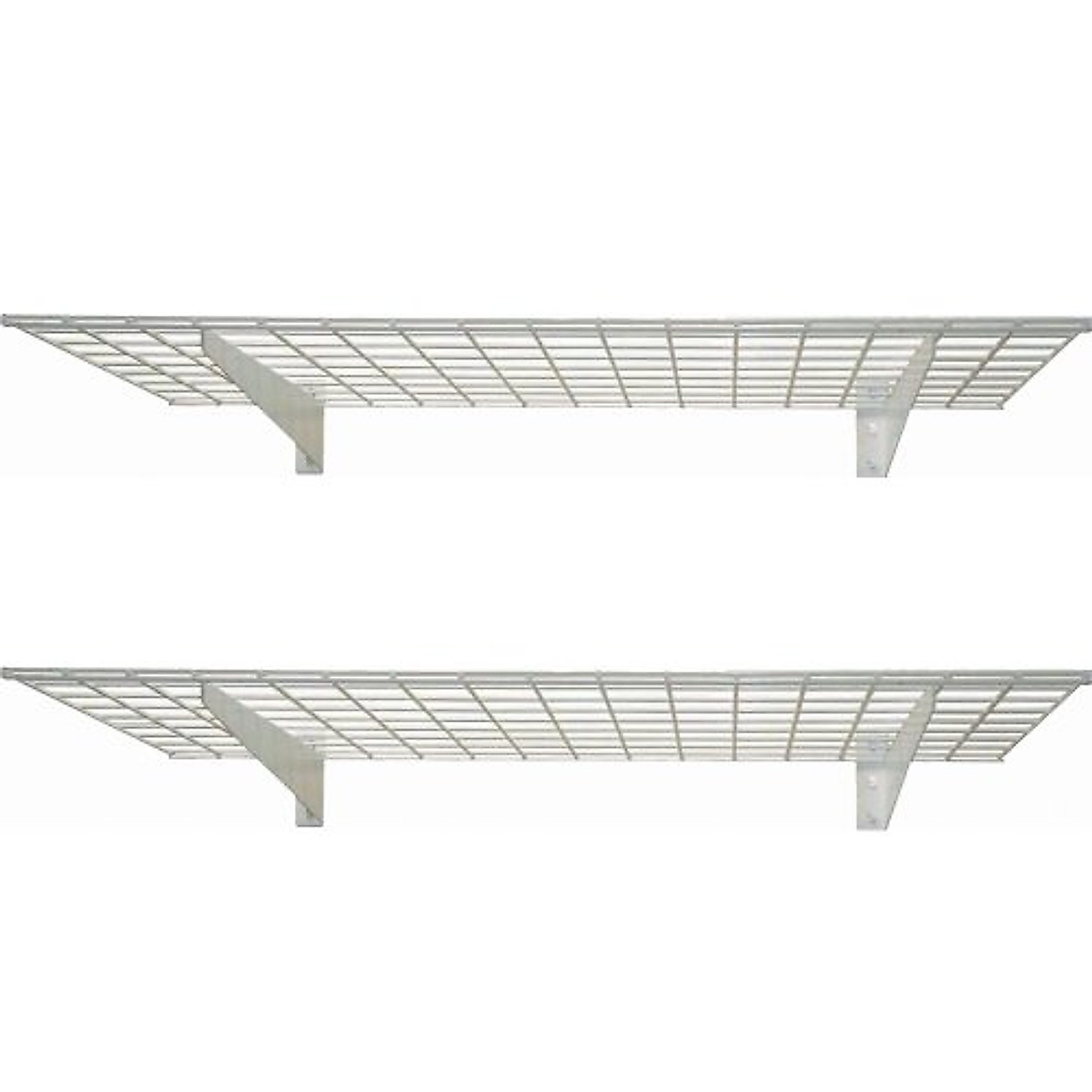 HyLoft 00630 48" x 24" Garage Wall Shelf Storage, White (Pack of 2) 777 Wall Shelf with Hanging Rod, 36" x 18" (2-Pack), White