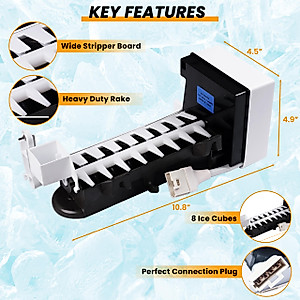 RARELEMON 2198597 W10190960, 2198597R Compatible Ice Maker for KitchenAid KSCS25INSS00, KSCS25INMS00 Refrigerator Models