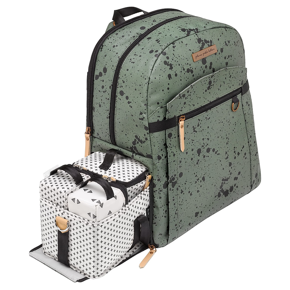 Petunia Pickle Bottom 2-in-1 Provisions Backpack | Designed for Busy Parents | Spacious Main Compartment for Carrying Essentials | Olive Ink Blot