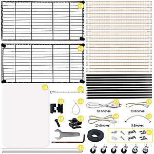 Bstrip Plant Shelf with Grow Light, 4-Tier Large Grow Light Shelf with Wheels, Stainless Steel, 12-Pack 288W T8 Full Spectrum Grow Lights for Seed Starting(57.4" L x 13.8" W x 59" H)