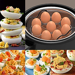 Maxracy Stackable Egg Steamer Rack Trivet 9 holes with Heat Resistant Handles for Instant Pot Accessories Stainless Steel Egg Assit fits 6qt 8qt Pressure Cooker(9 Holes Handle Set)