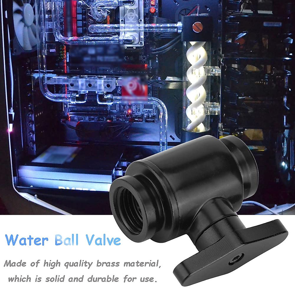 Diyeeni Water Cooling Valve, G1/4 screw thread brass Water Cooling Valve, High flow ball valve structure for Computer Water Cooling System, solid and durable(Black switch)