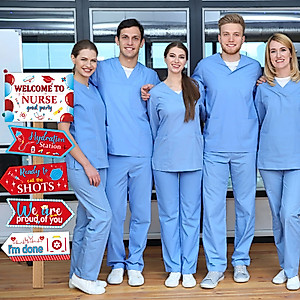 20 Pieces Nurse Graduation Decorations Nursing Graduation Party Supplies Arrows Cap Nurses Day Decorations Happy Nurses Week Decorations Nurse Kit Graduation Sign for Grad Nurse Nursing Congrats Party