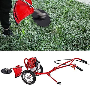 TBVECHI Lawn Mower, 2-Stroke Hand Push Gasoline Lawn Mower, 1.8KW 49CC 3 in 1 Lawn Mower Loosen Weed, Gas Mower Grass w/2 Scarifying Knife for Home Garden Yard