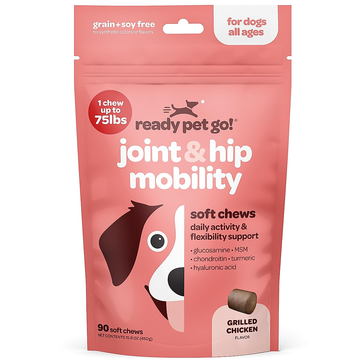 Hip and Joint Chews for Dogs | Dog Glucosamine Chews for Comfort & Mobility with Chondroitin MSM & Turmeric | Dog Joint Supplement for All Ages & Sizes | NASC Certified & Made in The USA | 90 Chews