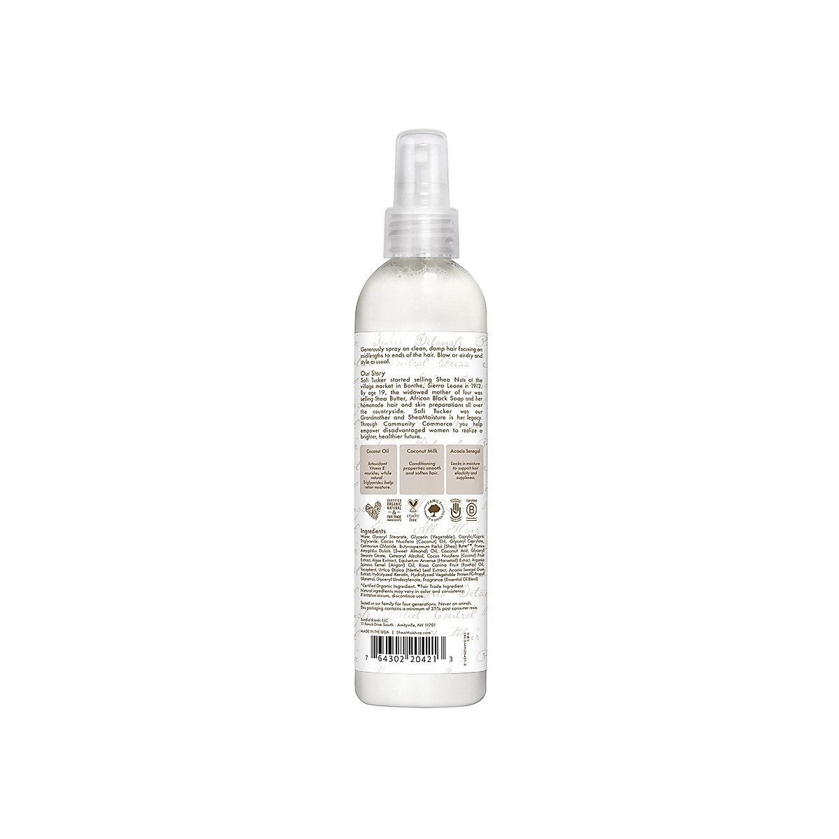 Shea Moisture 100% Virgin Coconut Oil Leave-in Treatment, Shine Curly and Tame Frizz for Tangle-Free Hair, All Natural certified Organic, 8 Ounce