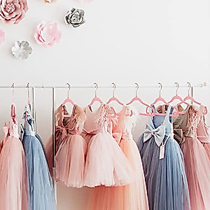 HOUSE DAY Velvet Kids Hangers 60 Pack, Premium Childrens Hangers for Closet, Ultra Thin Cute Hangers Kids Clothes Hanger, Non Slip Kids Felt Hangers 14 Inch, Small Hangers for Kids Clothes, Blush Pink