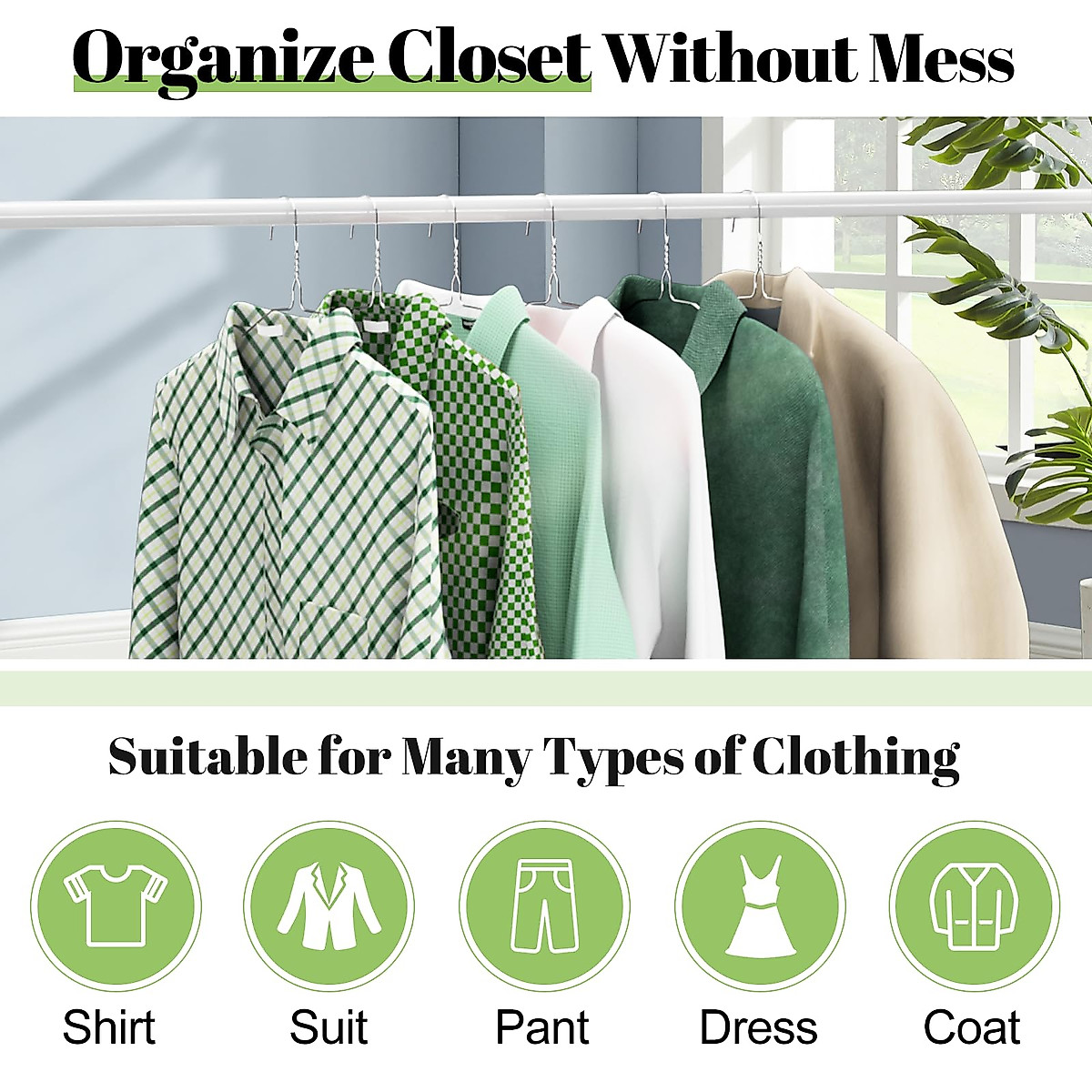 Wire Hangers 100 Pack, Metal Hangers for Clothes 16 Inch, Wire Metal Coat Hangers Space Saving, Slim Bulk Wire Hangers Non-Slip for Standard Size Coat, Suits, Shirts, Pants, Skirts- Silver