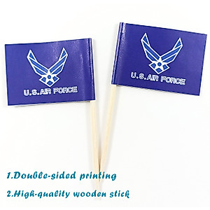 JBCD US Air Force Wings Toothpick Flag Mini Small Cupcake Topper Flags, 100 pcs