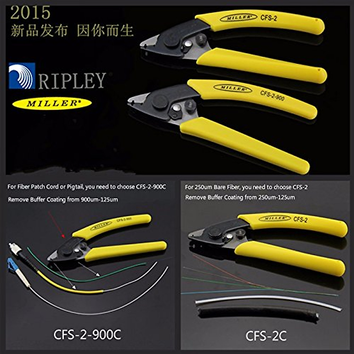 American Miller Genuine Miller CFS-2-900C Optical Fiber Stripper, Original Miller Dual Hole fiber optic stripper CFS-2