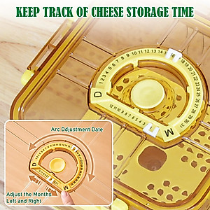 Sliced Cheese Container with Airtight Lid for Mini Fridge BPA-Free Kitchen Plastic Storage Deli Cheese Slices Stackable Store Date Record Function Keeps Cheese Fresh Longer (Yellow)