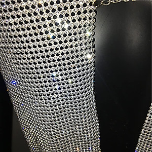 Women Sexy Glitter Rhinestone Halter Crop Tank Tops Sparkly Deep V Neck Backless Body Jewelry Chain for Rave Party Club