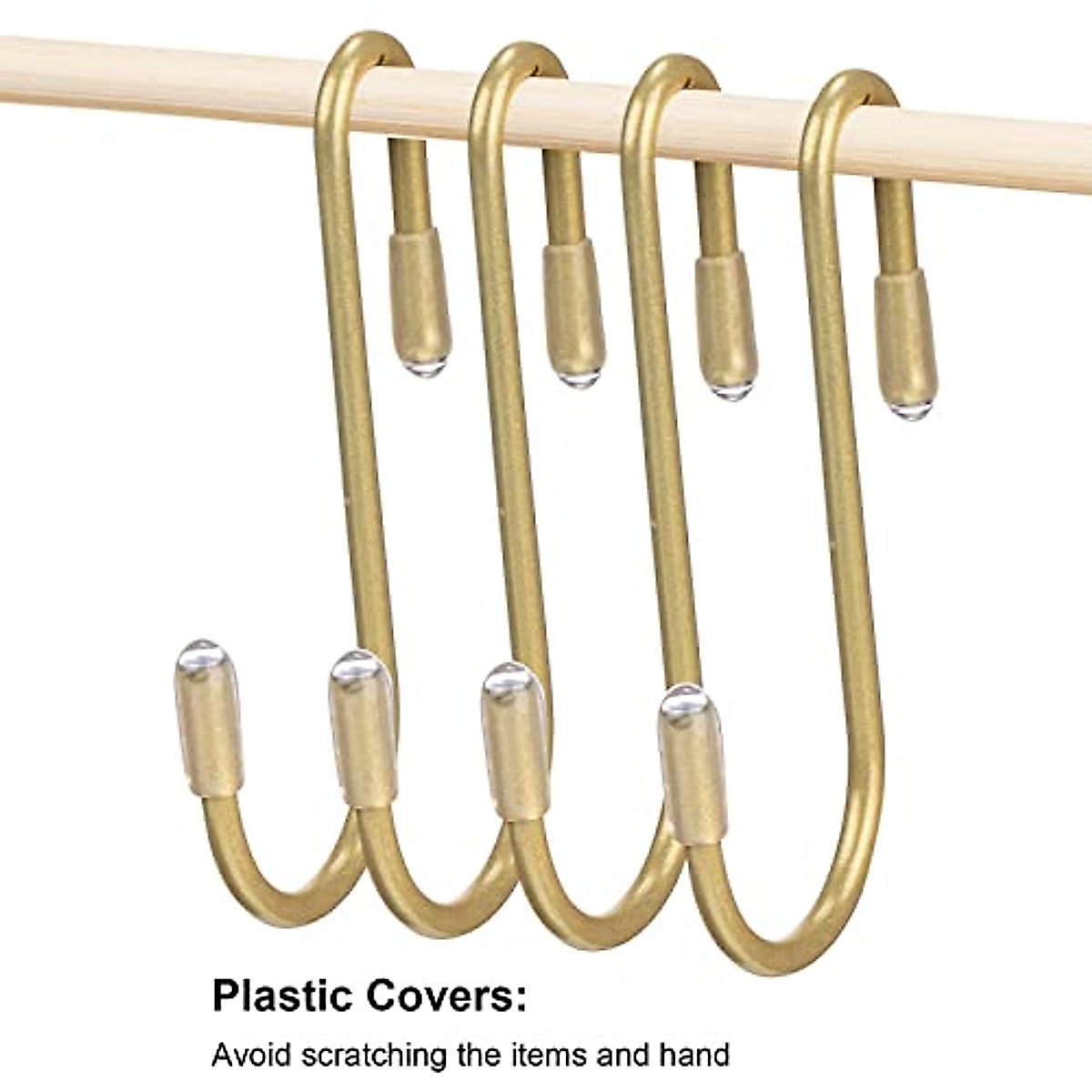 Hotop 36 Pieces S Shaped Hooks Hanging Heavy Duty S Hooks Hanger for Kitchen, Bathroom, Bedroom, Office, Pan, Coat, Bag, Plants (Champagne Gold,2.4 Inch)
