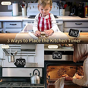 NOKLEAD Digital Kitchen Timer - Magnetic Countdown Count Up Timer with Large LED Display, 2 Brightness, Loud Volume, Easy for Cooking and for Kids Teachers and Seniors to Use (Batteries Included)