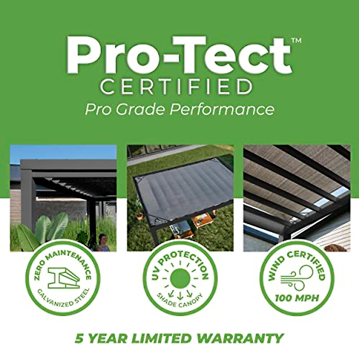 Backyard Discovery Trenton 14x12 All Season Galvanized Steel Pergola, Black, Sail Shade Soft Canopy, Rust Resistant, Support Wind and Snow, Patio, Deck, Backyard, Garden