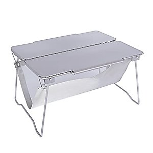 Boundless Voyage Titanium Folding Campfire Grill BBQ Charcoal Collapsible Grilled Net 2 in 1 Portable Grill Camping Table with Frying Plate Portable Folding Legs Outdoor Picnic Backpacking