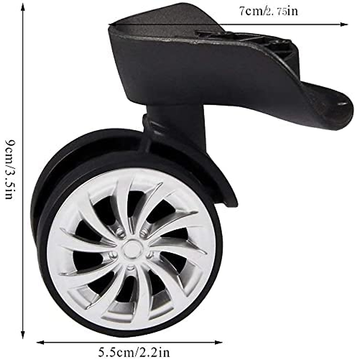 360 Swivel Wheel Replacement Luggage Travel Suitcase Wheels Plastic, Suitcase Wheel Repair Replace Luggage Wheels, 3.5x2.75x2.2in