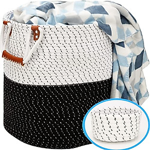 Woven Basket for Blankets Living Room–Blanket Basket Living Room Storage + Small Toy Basket–Blanket Storage For Living Room, Decorative Basket for Home Decor, Baby Basket, Rope Basket