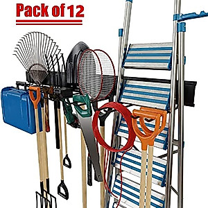 TORACK Tool Storage Rack, Heavy Duty Steel Garage Wall Mount Garden Tool Organizer for Ladders, Chairs, Shovels, Broom, Power Tools (8-Pack 5.7"-11" Mixed Hooks, up to 800 lbs)