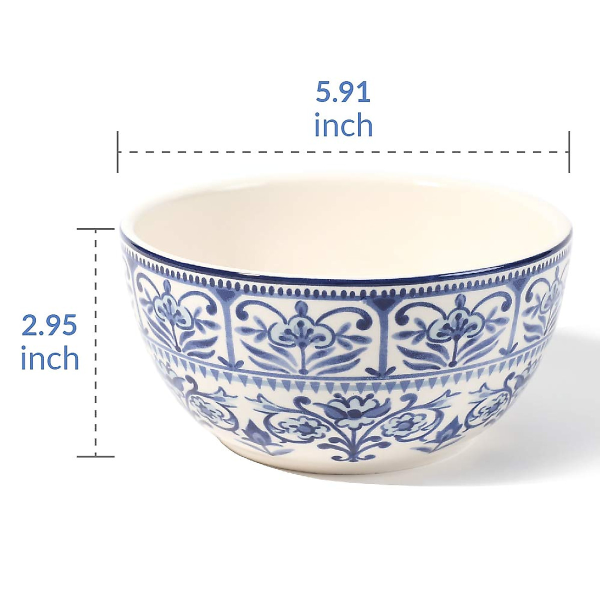 Sonemone Blue Cereal Bowls for Kitchen, 26oz Ceramic Bowls Set of 4 for Cereal, Salad, Soup, Pasta, Dessert, Microwave & Dishwasher Safe