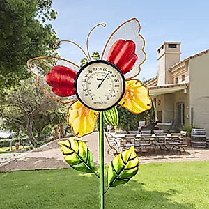 Outdoor Thermometer, Decorative Butterfly Outdoor Thermometers for Patio with Garden Metal Stakes for Home and Lawn Decor