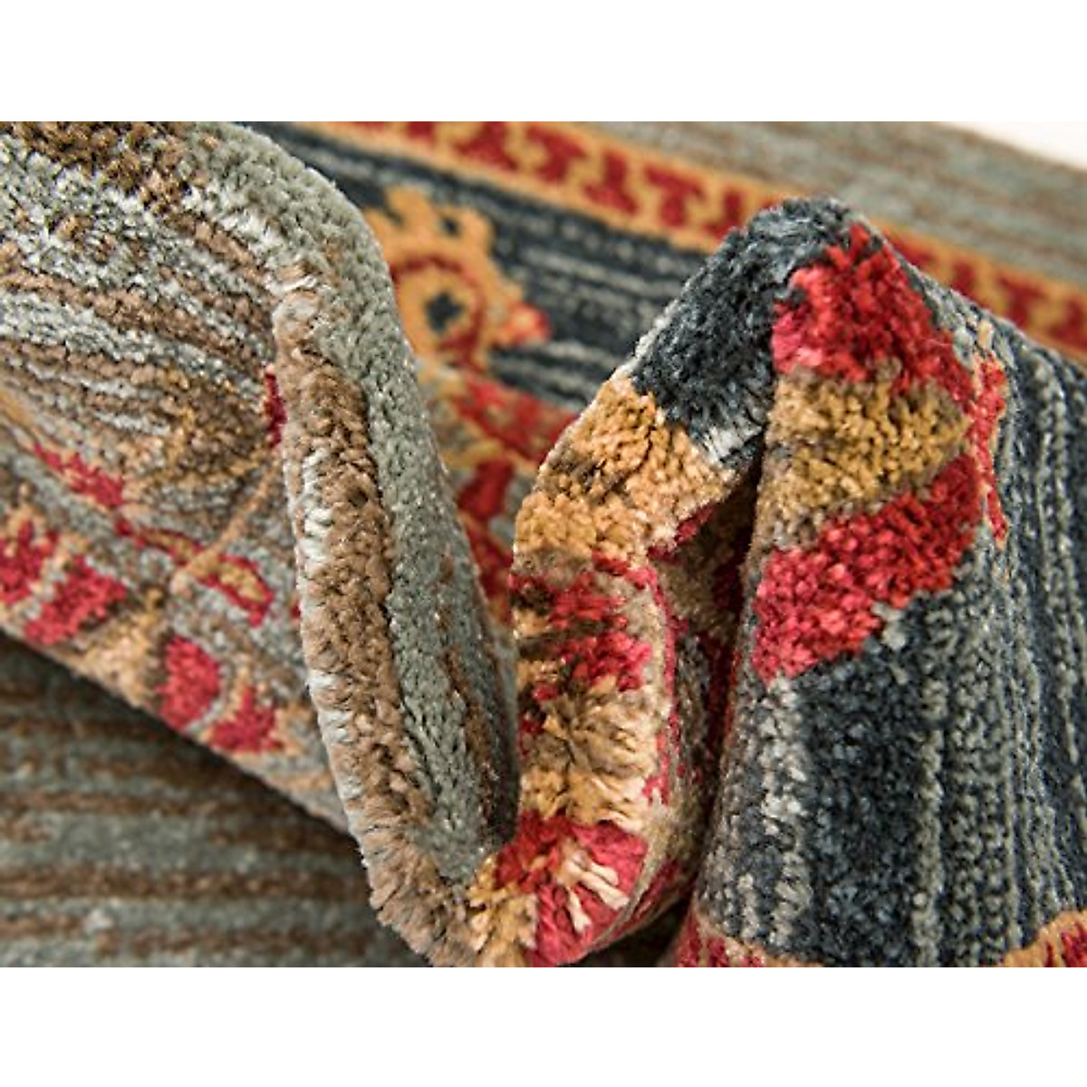 Unique Loom Fars Collection Modern Medallion Tribal Design with Natural Hues Area Rug, 9 ft x 12 ft, Light Blue/Navy Blue